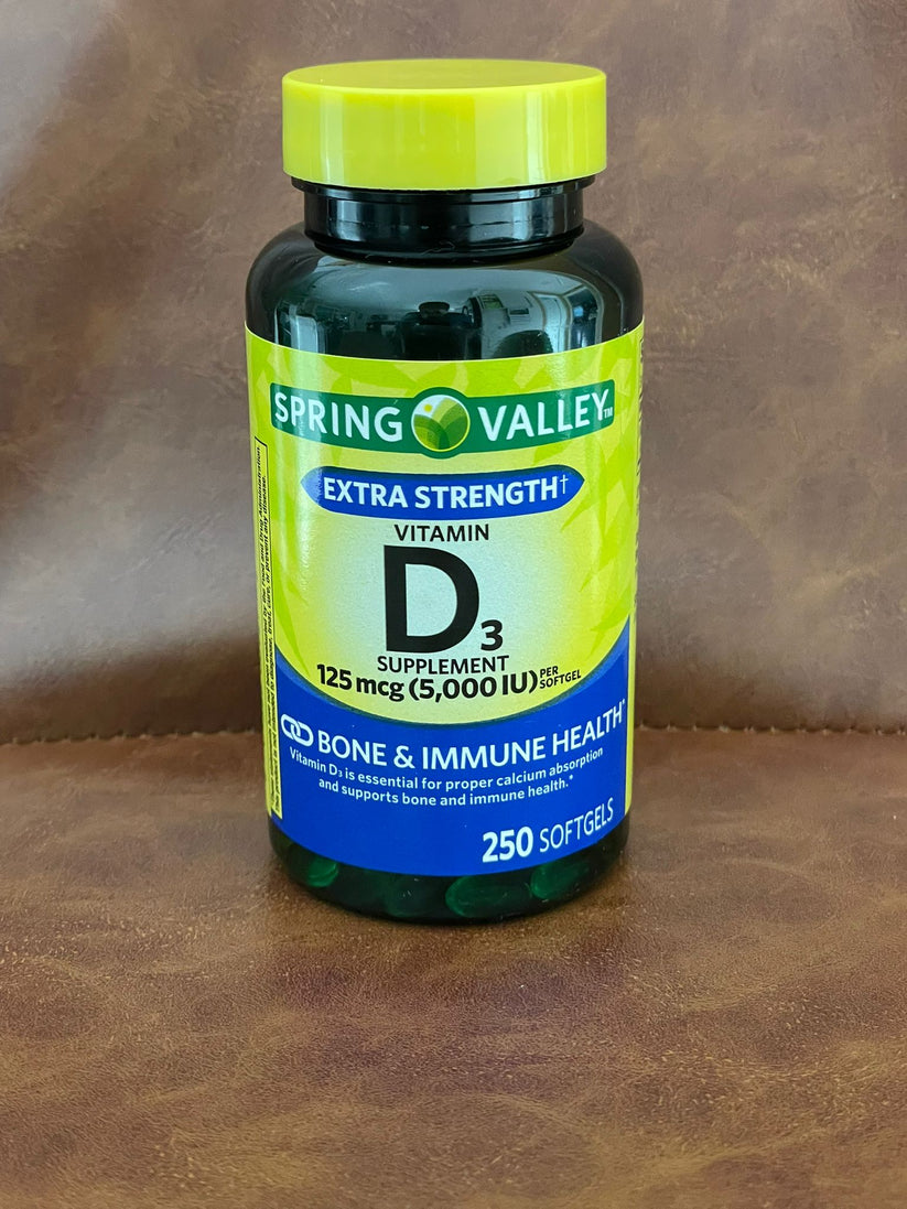 Spring Valley Extra Strength Vitamin D3 125 mcg (5,000 IU) – 250 Softg ...